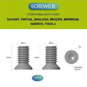 CIVIVI Stainless Steel Pocket Clip Screws CA-12B (Black)