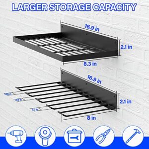 Power Tool Organizer - (4-pack/2 set) Drill Holder Wall Mounted, Utility Power Tool Storage Rack for Drill, Solid Garage Tool Storage Shelves, Separated Tool Rack for Warehouse Workshop Men Father