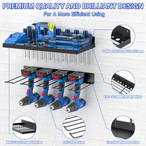 Power Tool Organizer - (4-pack/2 set) Drill Holder Wall Mounted, Utility Power Tool Storage Rack for Drill, Solid Garage Tool Storage Shelves, Separated Tool Rack for Warehouse Workshop Men Father