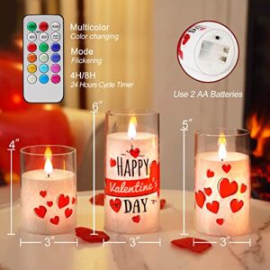 Valentine's Day Candles for Romantic Night, Romantic Candles, Heart Candles, Special Love Gifts for Her, Battery Operated Color Changing Flameless Candles with Remote Control Timer