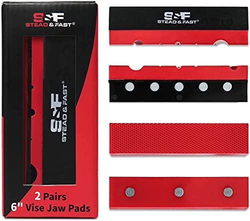 S&F STEAD & FAST Soft Jaws for Bench Vise 6", 2 pairs, Strongly Magnetic Vise Jaw Pads, TPU, Vise Jaws Covers Protectors for Clamping Woodworking Metal Plastics…