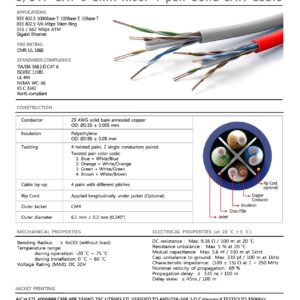 AiCat Cat6 Ethernet Cable 500ft - 23 AWG, CMR, ETL, Insulated Solid Bare Copper Wire Cat 6 Cable with Noise Reducing Cross Separator - 550MHZ / 10 Gigabit Speed Unshielded UTP LAN Cable (Blue)