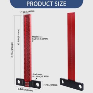 HFM Woodworking Scriber T-Square Ruler 12 inch, Architect Ruler for Carpenter Work, Layout and Measuring, Aluminum Alloy Square Layout Scriber