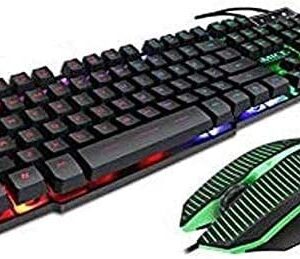 LLEURE Gaming Keyboard Rainbow Keyboard + Mouse,Desktop Notebook Floating Keycap Backlit Gaming Mouse and Keyboard,104 Key USB Wired Keyboard,Illuminated Keypad