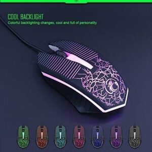 LLEURE Gaming Keyboard Rainbow Keyboard + Mouse,Desktop Notebook Floating Keycap Backlit Gaming Mouse and Keyboard,104 Key USB Wired Keyboard,Illuminated Keypad