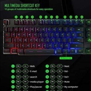 LLEURE Gaming Keyboard Rainbow Keyboard + Mouse,Desktop Notebook Floating Keycap Backlit Gaming Mouse and Keyboard,104 Key USB Wired Keyboard,Illuminated Keypad