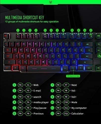 LLEURE Gaming Keyboard Rainbow Keyboard + Mouse,Desktop Notebook Floating Keycap Backlit Gaming Mouse and Keyboard,104 Key USB Wired Keyboard,Illuminated Keypad