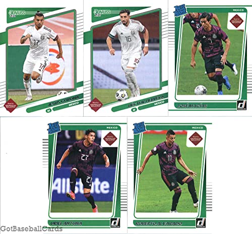 2021-22 Donruss Road to Qatar Mexico Team Set of 11 Cards: Guillermo Ochoa(#85), Diego Lainez(#86), Raul Jimenez(#87), Orbelin Pineda(#88), Hirving Lozano(#89), Edson Alvarez(#90), Jesus Manuel Corona(#91), Hector Herrera(#92), Jose Macias(#183), Roberto