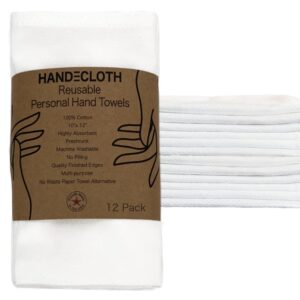 HANDECLOTH Reusable Paper Towels 12 PACK/Cotton/American Made/Machine Washable/Absorbent and Durable with Quality Edges and No Pilling/Guest Towel