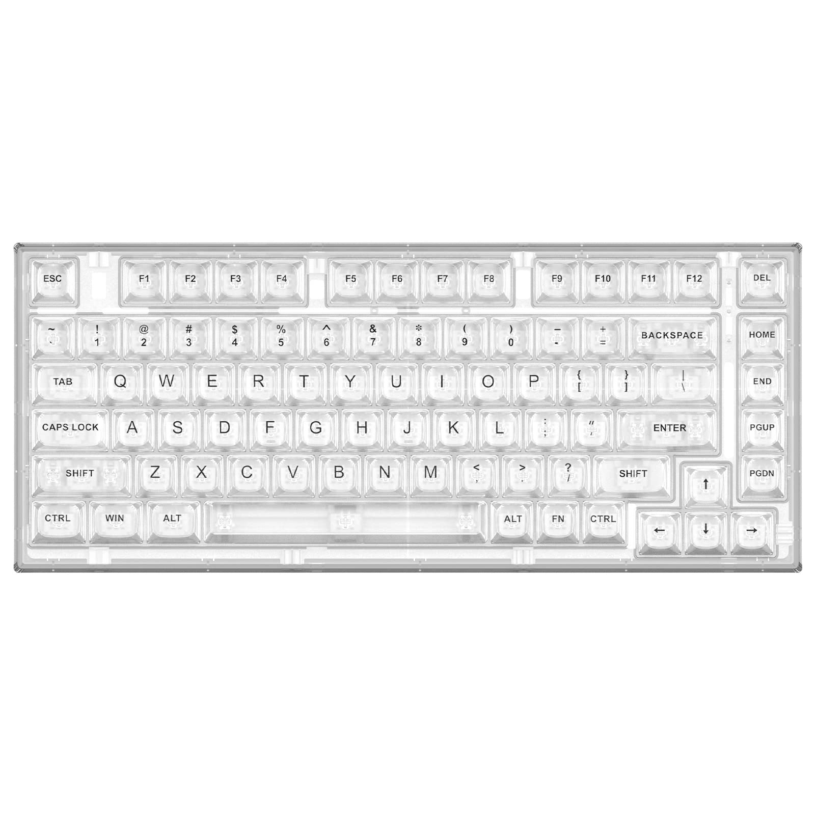 YUNZII X75 82 Key Hot Swappable Mechanical Keyboard with Transparent Keycaps, Gasket Mount 75 Keyboard, RGB Backlit Custom Gaming Keyboard for Windows/Mac (Crystal White Switch, Wired -White)