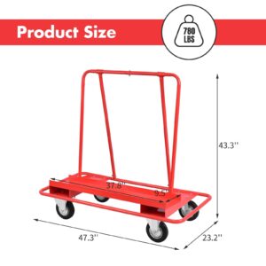 IRONMAX Drywall Sheet Cart, Heavy Duty Dolly Panel Truck w/ 4 Wheels & Protective Sloping Angle, Rolling Dolly Sheetrock for Home, Warehouse, Workplace