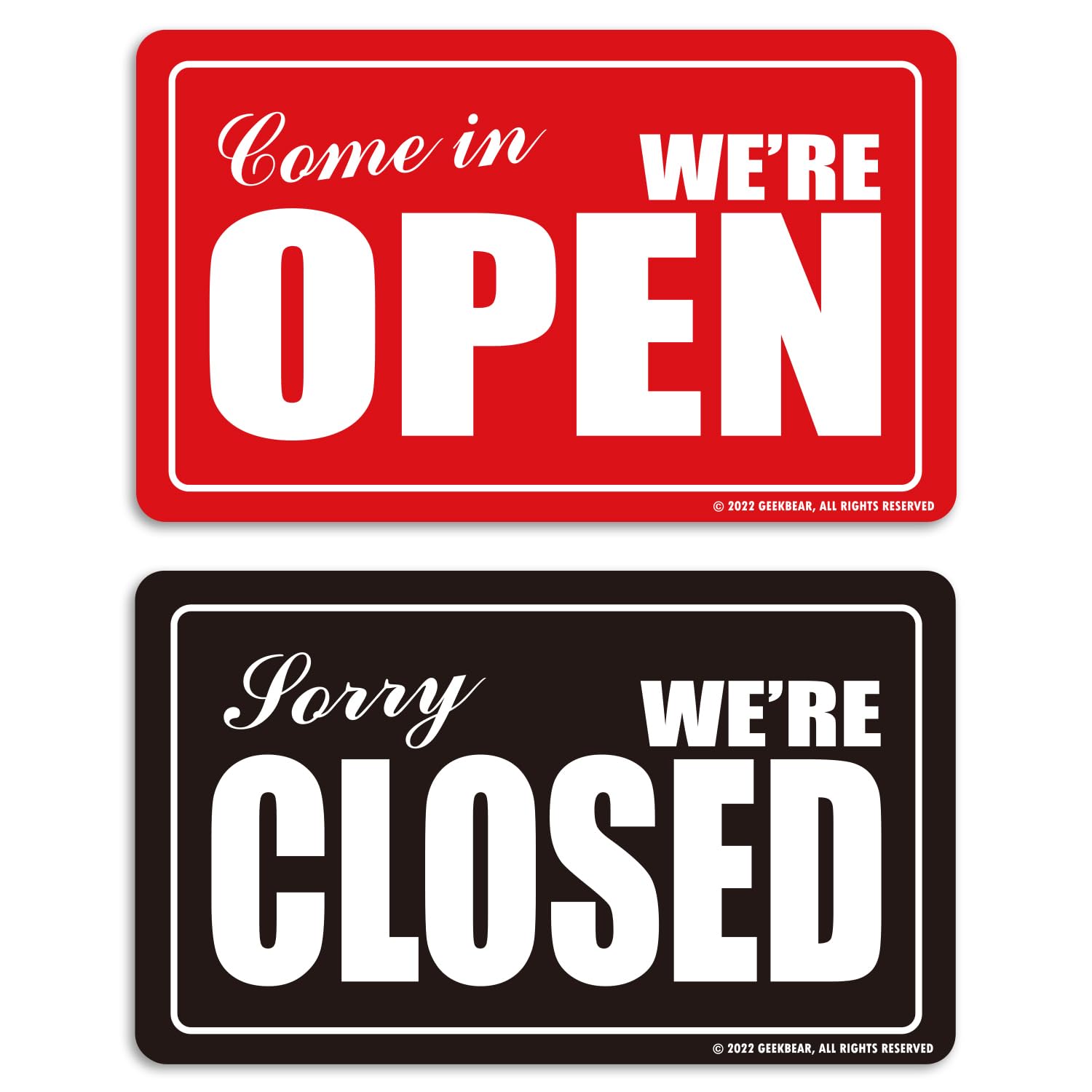 GEEKBEAR Open Closed Sign (01. Red & Black) - 9.8 x 5.9 inches