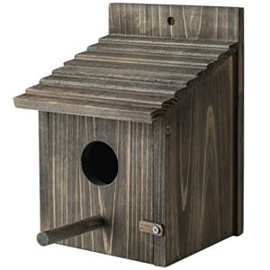 bird house for outside with predator guard, nesting box birdhouse for outdoor wild bird watching, royal blue