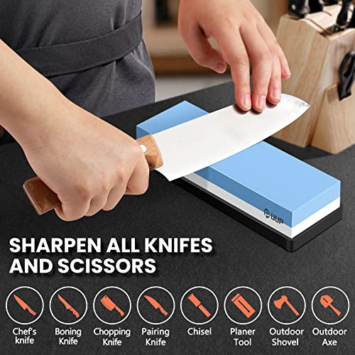 UUP Whetstone Knife Sharpening Stone, Professional Knife Sharpener Kit Premium Wet Stone Sharpening Kit 2 Side Grit 1000/6000 Kitchen Knife Sharpener with Flattening Stone, Axe Wet Stone