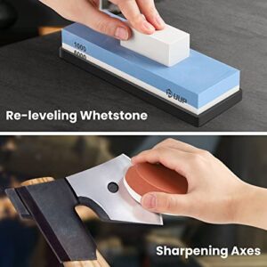 UUP Whetstone Knife Sharpening Stone, Professional Knife Sharpener Kit Premium Wet Stone Sharpening Kit 2 Side Grit 1000/6000 Kitchen Knife Sharpener with Flattening Stone, Axe Wet Stone