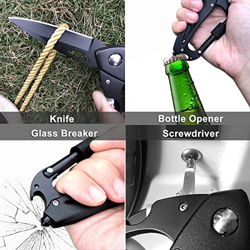 Joycube Multitool Carabiner with Folding Pocket Knife, Bottle Opener, Window Glass Breaker and Screwdriver, EDC Keychain Clip, Tactical Knives Survival Gear for Men Outdoor Camping