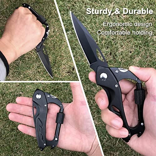 Joycube Multitool Carabiner with Folding Pocket Knife, Bottle Opener, Window Glass Breaker and Screwdriver, EDC Keychain Clip, Tactical Knives Survival Gear for Men Outdoor Camping