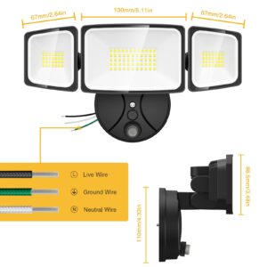 Onforu Dusk to Dawn LED Outdoor Light 60W Security Lighting with Remote,6000LM Flood Lights Outdoor Wired,IP65 Waterproof Dusk Till Dawn Light,3 Adjustable Heads Photocell Light for Garage Patio Yard