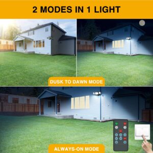 Onforu Dusk to Dawn LED Outdoor Light 60W Security Lighting with Remote,6000LM Flood Lights Outdoor Wired,IP65 Waterproof Dusk Till Dawn Light,3 Adjustable Heads Photocell Light for Garage Patio Yard