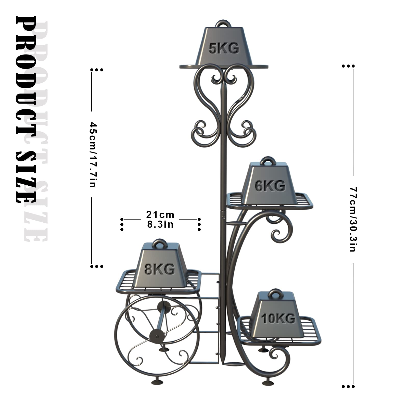 ZHAZHADI Metal Plant Stand Shelf Rack Indoor Outdoor Multiple Black 4 Tier Tall Corner Flower Pot Holder Stands Tiered Wrought Iron Planter Shelves for Patio Living Room Balcony Office