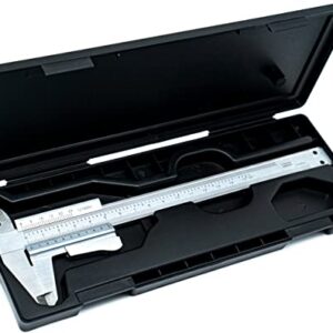 LLDSIMEX Self-Locking Auto Clamp Stainless Steel Vernier Caliper 0-6 Inch/0-150mm Manual Caliper 0.001"/0.02mm High Precison Caliper