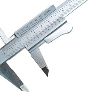 LLDSIMEX Self-Locking Auto Clamp Stainless Steel Vernier Caliper 0-6 Inch/0-150mm Manual Caliper 0.001"/0.02mm High Precison Caliper