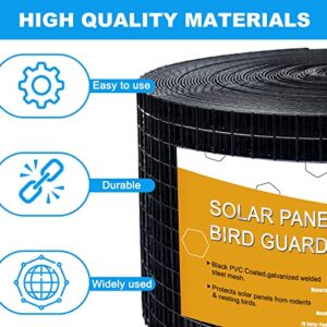 Solar Panel Bird Wire,8inx100FT Critter Guard PVC Coated,Birds from Entering & Nesting Roll Kit/Critter Guard with 70 Fastener Clips Rooftop Solar Panel for Squirrel Bird Critters