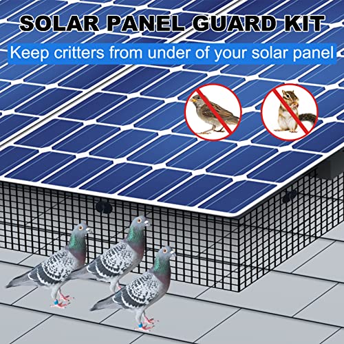 Solar Panel Bird Wire,8inx100FT Critter Guard PVC Coated,Birds from Entering & Nesting Roll Kit/Critter Guard with 70 Fastener Clips Rooftop Solar Panel for Squirrel Bird Critters