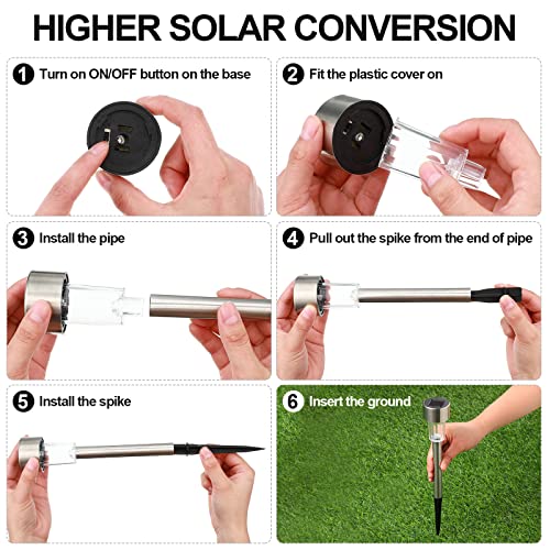 Oleitodh 30 Pack Solar Pathway Lights Outdoor LED Landscape Lighting Solar Powered Waterproof Stainless Steel Garden Lights Bulk All Weather for Yard Patio Walkway Lawn Decoration White