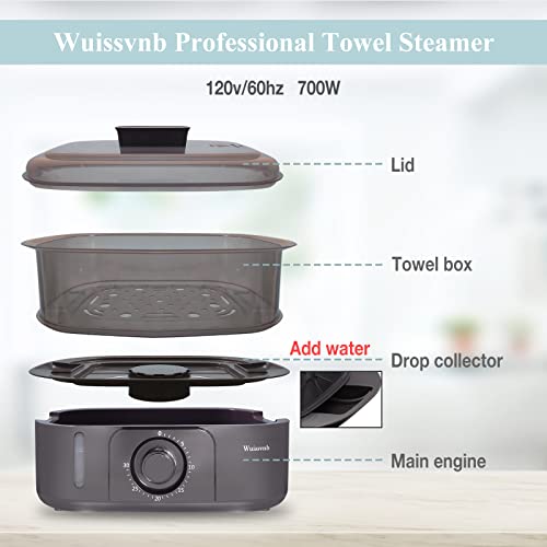 Wuissvnb Towel Steamer for Facials, 8L Hot Towel Warmer Steamer, Towel Heater with Fast Heating for Quick Use,Great for Massage, Spa and Home use