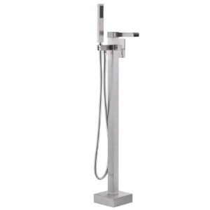 aleasha freestanding bathtub faucet, brushed nickel free standing tub faucet high flow max 6.74 gpm, freestanding tub faucet with hand shower