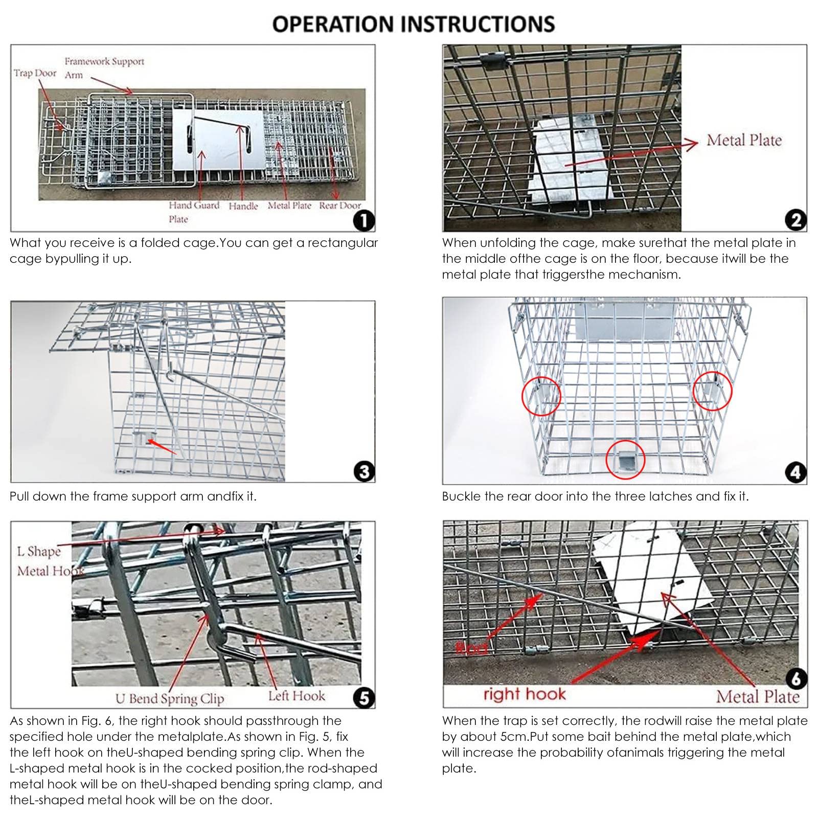 Humane Catch and Release Live Animal Trap Cage Cat Trap for Raccoons Groundhogs Mouse Squirrel Traps 24 Inch Steel Outdoor Small Animal Trap No-Kill Trapping Kit Collapsible & Easy to Use