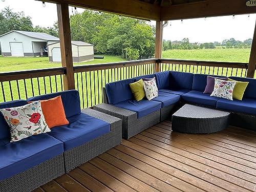 Sqodok Patio Cushion Covers 24x24 inch, Waterproof Outdoor Cushion Covers Replacement 4Pack Patio Cushion Slicovers for Sectional Sofa, Wicker Chair, Blue