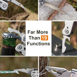 SUYIWEE Multitool 19-in-1 with Safety Lock, Professional 440A Stainless Steel Multi Tool Pliers Pocket Tool, Foldable Multitools with Nylon Sheath for Outdoors, Survival, Camping, Hiking, Repairing