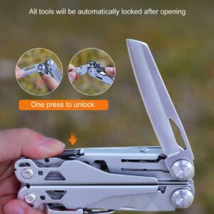 SUYIWEE Multitool 19-in-1 with Safety Lock, Professional 440A Stainless Steel Multi Tool Pliers Pocket Tool, Foldable Multitools with Nylon Sheath for Outdoors, Survival, Camping, Hiking, Repairing