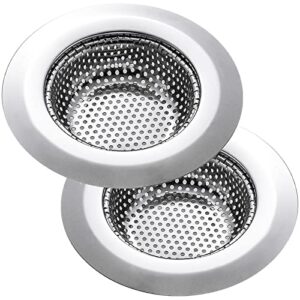 yokellmux kitchen sink drain strainer - 2 pcs stainless steel sink strainer, food strainer for kitchen sink, rust free basket food catcher for most kitchen sinks, large wide rim 4.5 inch