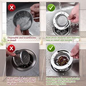 YOKELLMUX Kitchen Sink Drain Strainer - 2 Pcs Stainless Steel Sink Strainer, Food Strainer for Kitchen Sink, Rust Free Basket Food Catcher for Most Kitchen Sinks, Large Wide Rim 4.5 Inch