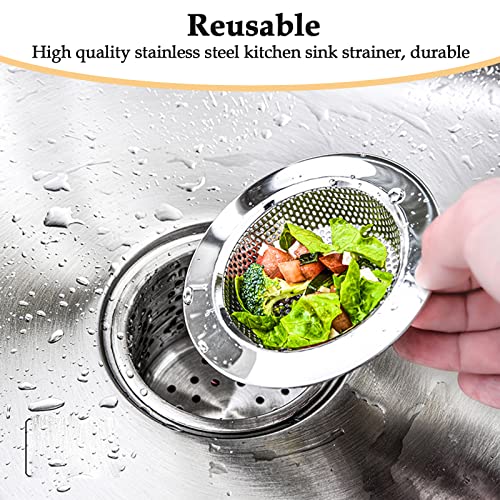 YOKELLMUX Kitchen Sink Drain Strainer - 2 Pcs Stainless Steel Sink Strainer, Food Strainer for Kitchen Sink, Rust Free Basket Food Catcher for Most Kitchen Sinks, Large Wide Rim 4.5 Inch