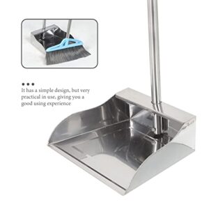 Ipetboom 1 Set Stainless Steel Trash Shovel Garbage Kitchen Broom Upright Pans Dog Waste Trash can Stand up Dustpan ladlebroom Deck kit Office Stainless Steel + Plastic Handheld Floor Brush