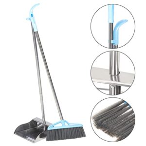 Ipetboom 1 Set Stainless Steel Trash Shovel Garbage Kitchen Broom Upright Pans Dog Waste Trash can Stand up Dustpan ladlebroom Deck kit Office Stainless Steel + Plastic Handheld Floor Brush