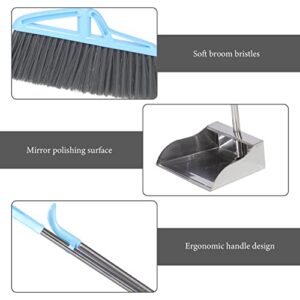 Ipetboom 1 Set Stainless Steel Trash Shovel Garbage Kitchen Broom Upright Pans Dog Waste Trash can Stand up Dustpan ladlebroom Deck kit Office Stainless Steel + Plastic Handheld Floor Brush