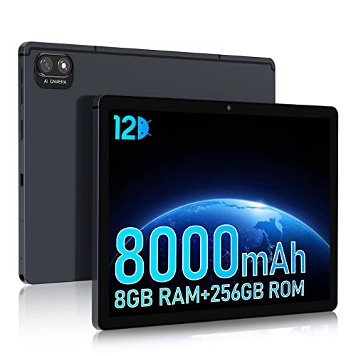 Latest Android 12 Tablet with 4G LTE Cellular,8GB RAM,256GB ROM, 1TB Expand,Octa Core,10.1 Inch 1920x1200 FHD IPS Screen,8000mAh Battery,5+13MP Dual Camera,Dual Sim Card Slot,2.4/5G WiFi,Bluetooth