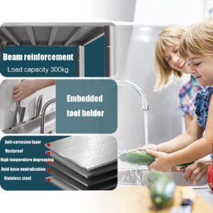 Commercial Restaurant Sink Utility Sink Stainless Steel Free-standing Kitchen Sink Set Single Bowl w/ Faucet & Drainboard for Laundry Garage Camping 80x50x80cm/31.5x19.7x31.5in Right