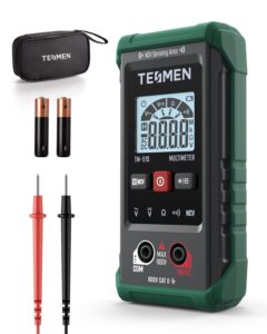 tesmen tm-510 digital multimeter, 4000 counts, smart measurement, auto-ranging voltmeter; voltage tester with non-contact voltage function, measures ac/dc voltage, resistance, continuity – green