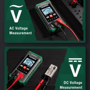 TESMEN TM-510 Digital Multimeter, 4000 Counts, Smart Measurement, Auto-Ranging Voltmeter; Voltage Tester with Non-Contact Voltage Function, Measures AC/DC Voltage, Resistance, Continuity – Green