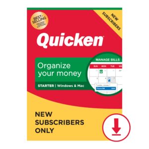 quicken starter for new subscribers | 1 year [pc/mac online code]