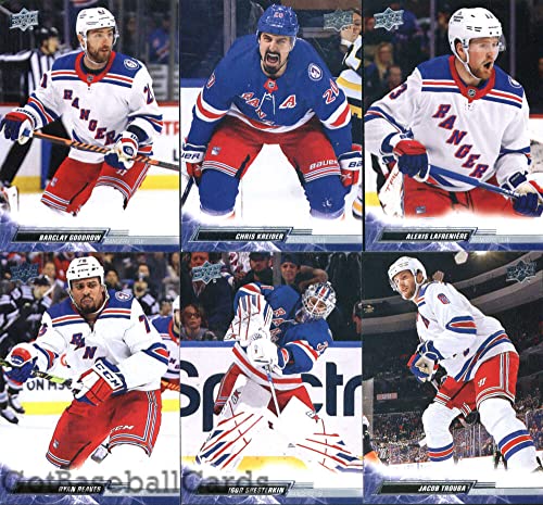 2022-23 Upper Deck Series 1 Hockey New York Rangers Team Set of 6 Cards: Barclay Goodrow(#119), Chris Kreider(#120), Alexis Lafreniere(#121), Ryan Reaves(#122), Igor Shesterkin(#123), Jacob Trouba(#124) - GotBaseballCards