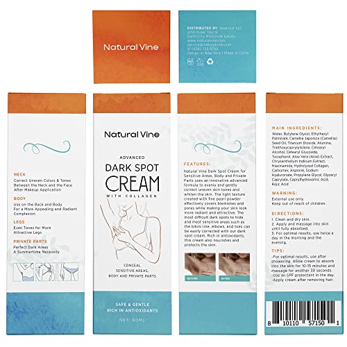 Natural Vine Dark Spot Corrector Cream, Dark Spot Remover for Body, Brightening Cream, Age Spot/Sun Spot/Brown Spot Remover, Dark Spot Cream, Instant Result, Moisturizes Armpit, Neck