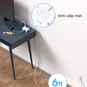 Flat Plug Power Strip, 6 Ft Ultra Thin Flat Extension Cord, 3 Outlets 3 USB Ports(2 USB C) Multi Plug Outlet Extender with No Surge Protector for Cruise Ship, Travel, Dorm Room Essentials