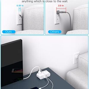 Flat Plug Power Strip, 6 Ft Ultra Thin Flat Extension Cord, 3 Outlets 3 USB Ports(2 USB C) Multi Plug Outlet Extender with No Surge Protector for Cruise Ship, Travel, Dorm Room Essentials